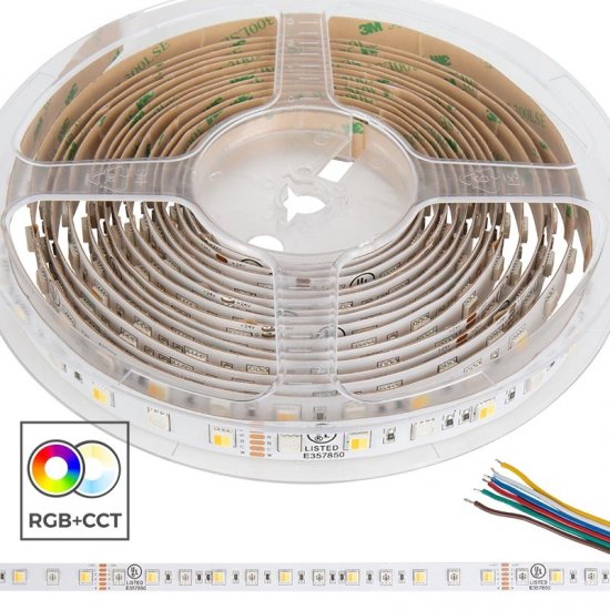 5m RGB+CCT LED Strip Light - Color-Changing LED Tape Light - 24V - IP20 ...